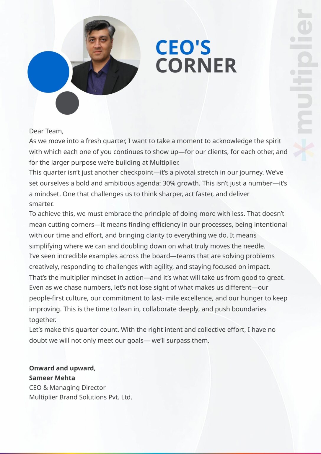 CEO's Corner - Multiplier